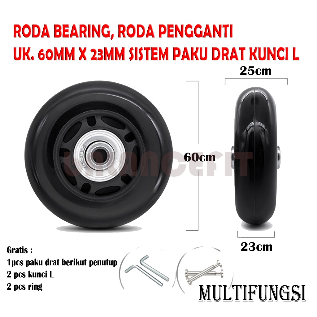 Jual RODA BEARING MULTIFUNGSI DIAMETER 60MM LENGKAP DENGAN BEARING 608Z ...