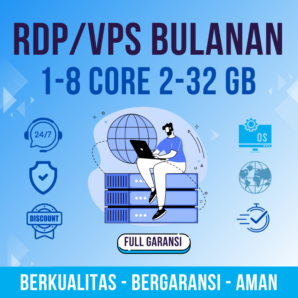 Jual RDP / VPS BULANAN 1-8 CORE 2-32 GB RAM FULL AKSES FULL GARANSI | Shopee Indonesia