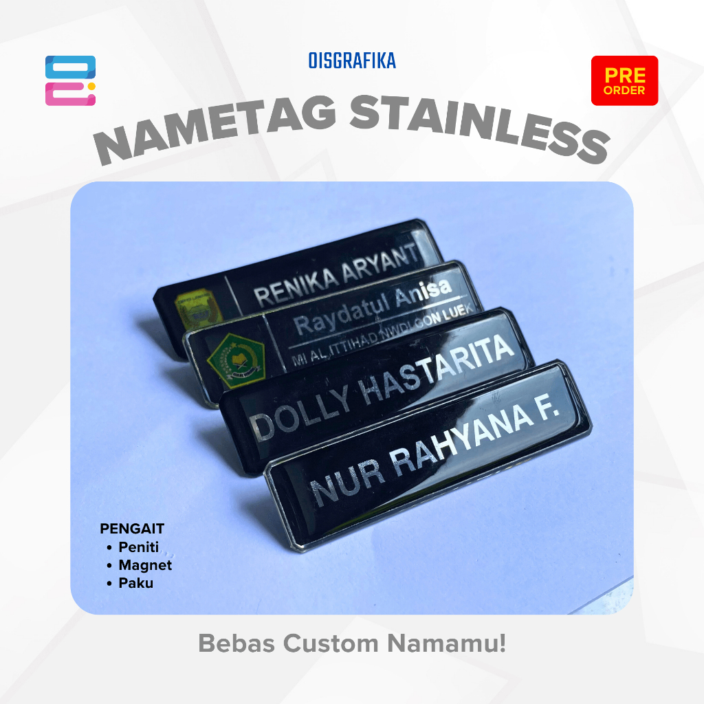 Jual Name Tag Stainless Nama Dada Papan Nama Custom Nama Logo - Magnet ...