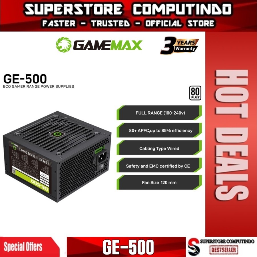 Jual PSU GameMax GE-500 Value Gaming Power Supply | GameMax GE500 - 500Watt 80 Plus | Shopee ...