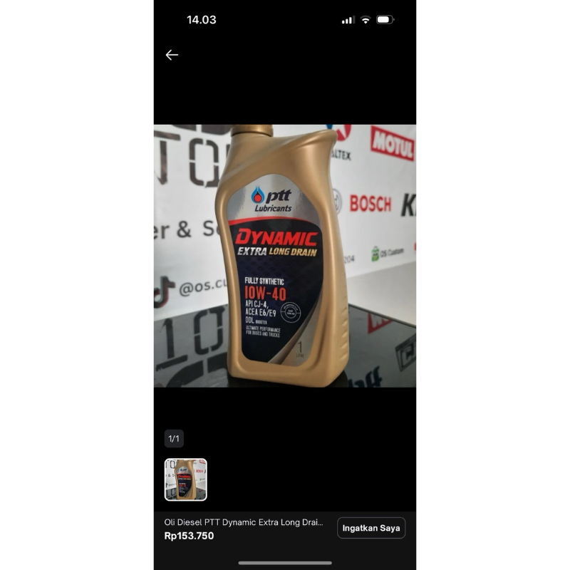 Jual PTT Dynamic EXTRA LONG Drain 10w40 1L 1 Liter | Shopee Indonesia