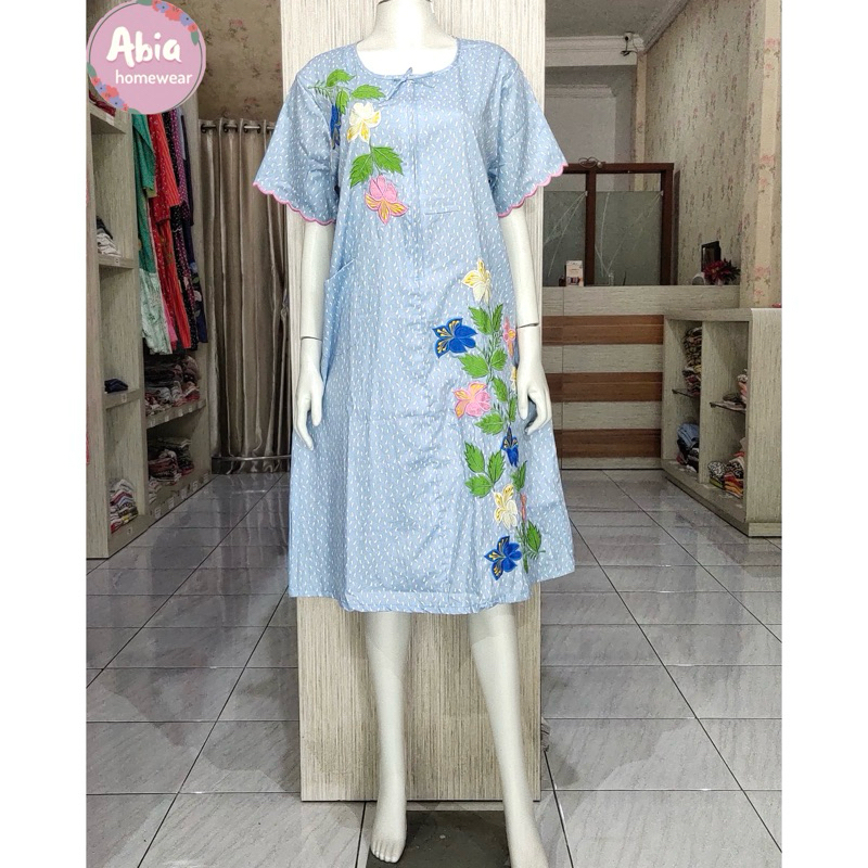 Jual Daster Katun Jepang Bordir Khas Malang - Busui Friendly (Biru ...