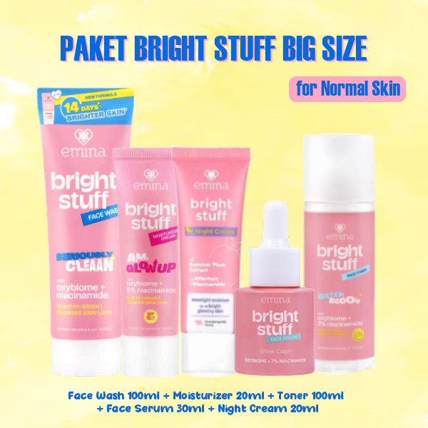 Jual Paket Emina Bright Stuff for Normal to Dry Skin Big Size 5pcs ...