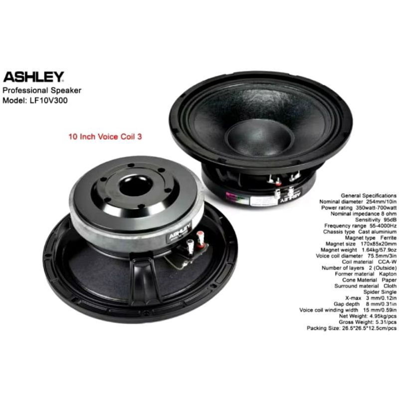 Jual Speaker Komponen ASHLEY 10V300 ORIGINAL - Speaker ASHLEY LF 10V300 ...