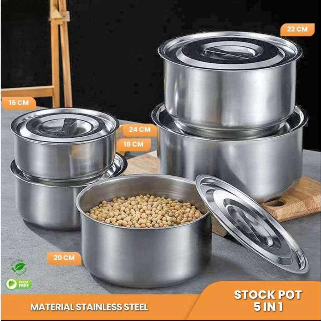 Jual (MS) Panci Set Stock Pot Panci Sup Soup Pot Baskom dengan Tutup ...