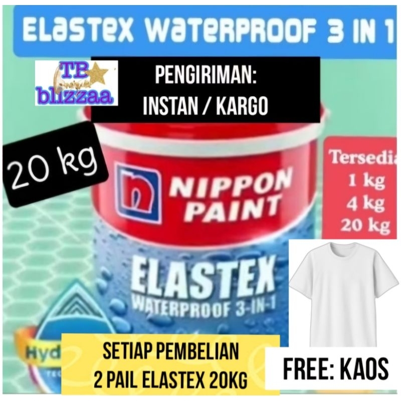 Jual Elastex 20kg Elastex Pail 20kg Waterproof 3in1 Ready Mix Asli Pabrik Nippon Paint 20kg ...