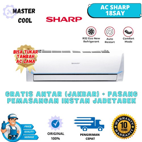 Jual Sharp AC 2PK AH-A18SAY2 Jetstream 765 Watt White Garansi Resmi ...