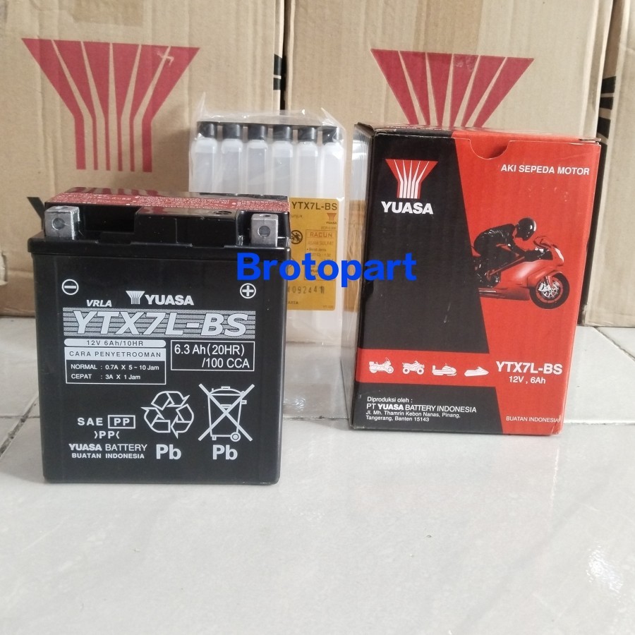 Jual Aki Motor Vespa Piaggio Gilera, ET4, Liberty Yuasa YTX7L-BS MF 12V 6.3Ah Aki Kering ...