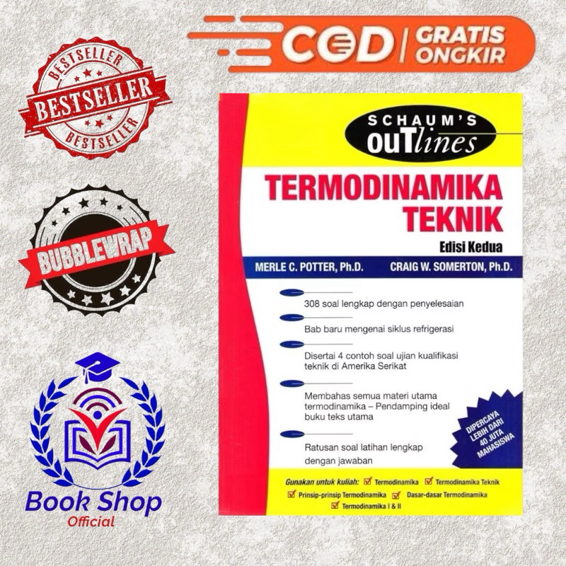 Jual Buku Termodinamika Teknik Edisi Kedua - MERLE C. POTTER Ph.D. dan ...