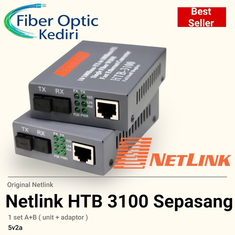 Jual HTB3100 A+B Fiber Optic Optical Media Converter Netlink HTB-3100 Netlink 10/100Mbps RJ45 ...