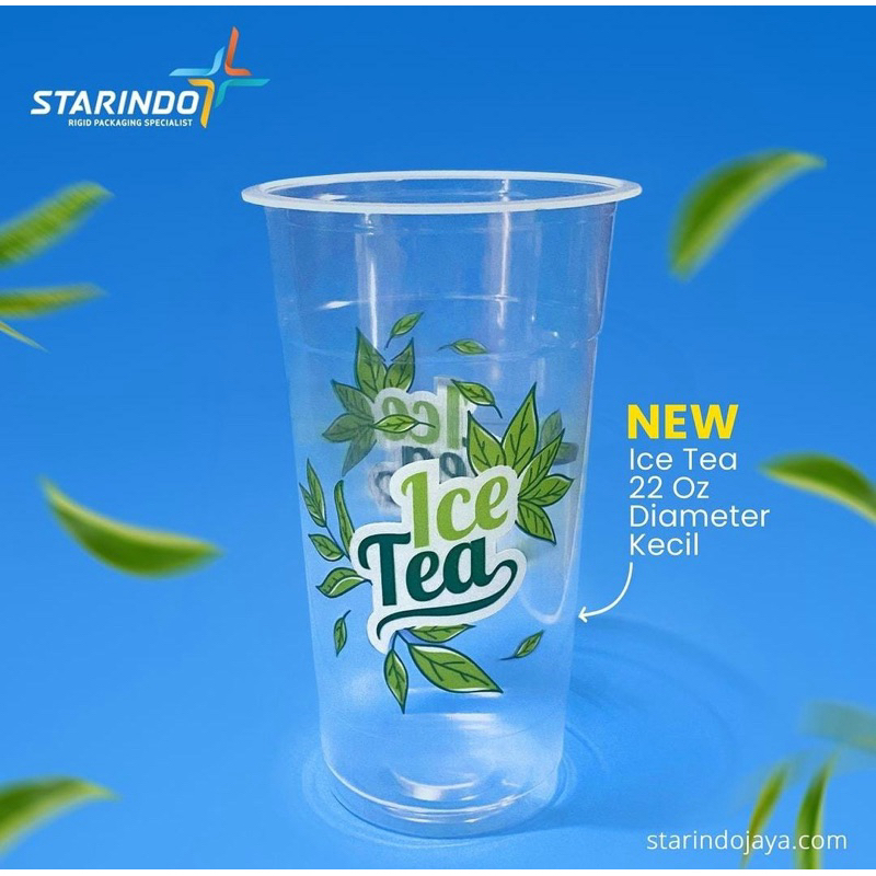 Jual Cup es teh jumbo motif ice tea starindo kartonan 22 oz 16 oz 1 dus ...