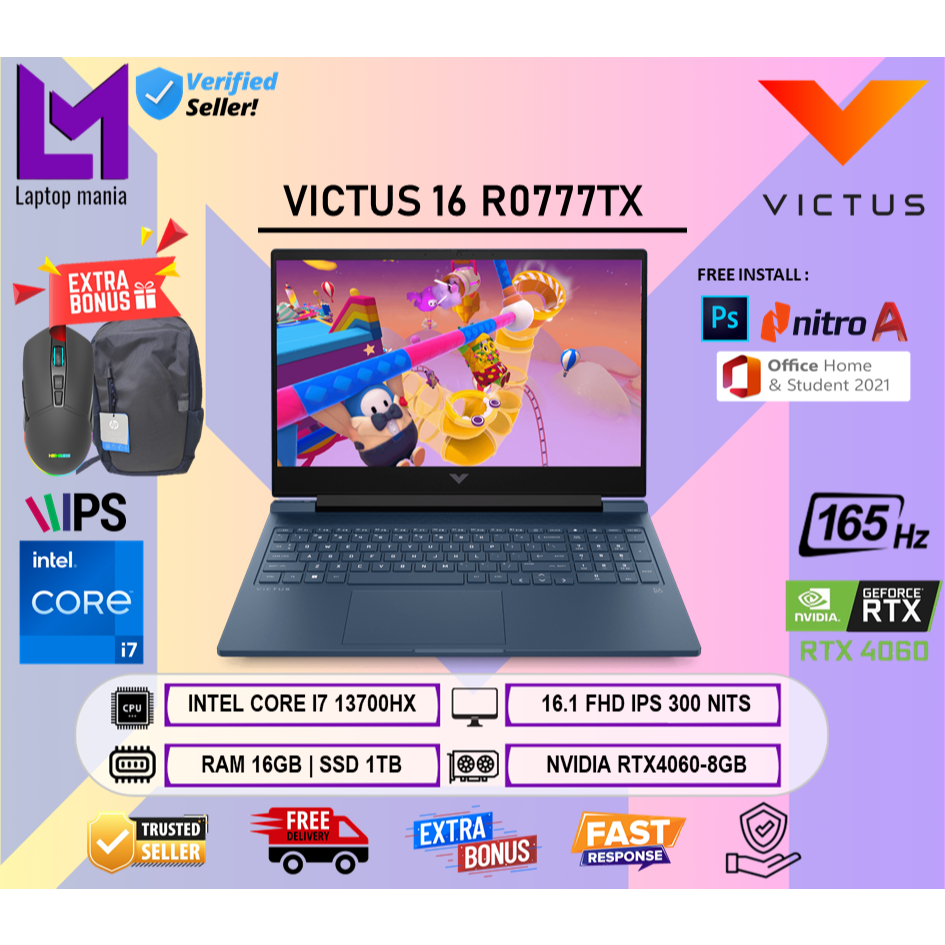 Jual Gaming HP Victus 16 R0777TX Core i7 13700HX 32GB DDR5 1TB RTX4060 ...