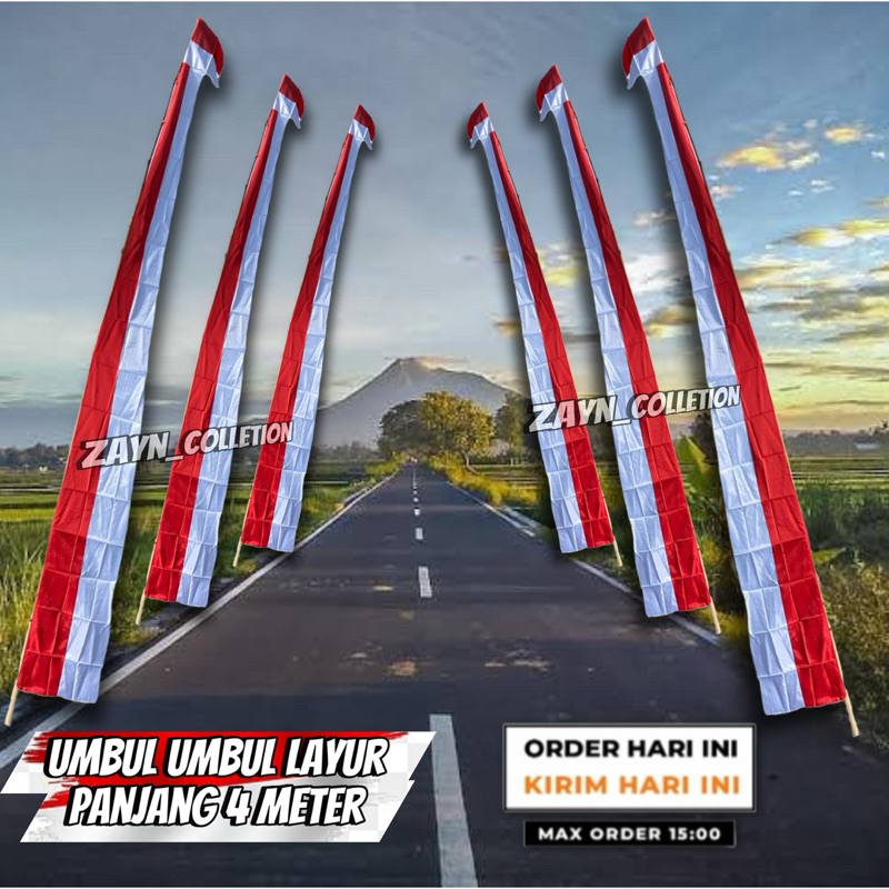 Jual UMBUL UMBUL LAYUR MERAH PUTIH POLOS PANJANG 4 METER | Shopee Indonesia