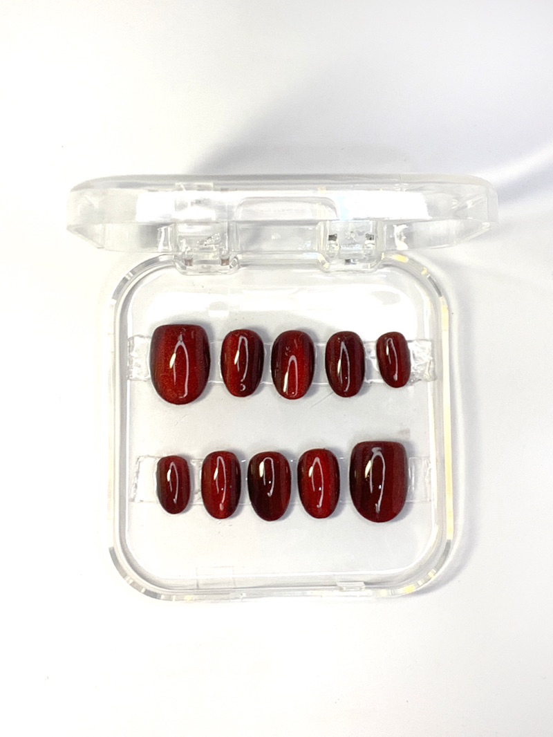 Jual [nailescent.] classic red cat eye | press on nails | Shopee Indonesia