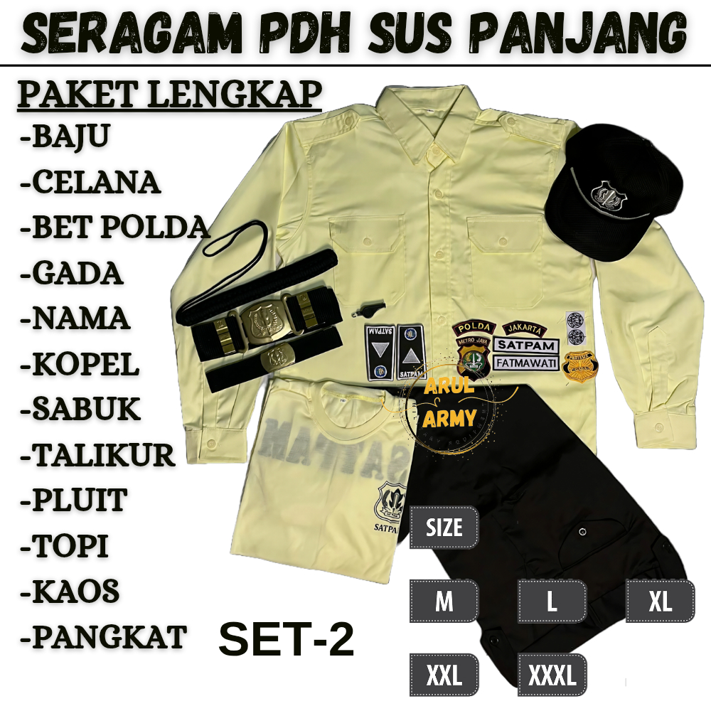 Jual PAKET LENGKAP BAJU SERAGAM SATPAM SECURITY PDH SUS LENGAN PANJANG KREM UNISEX SETELAN PDL ...