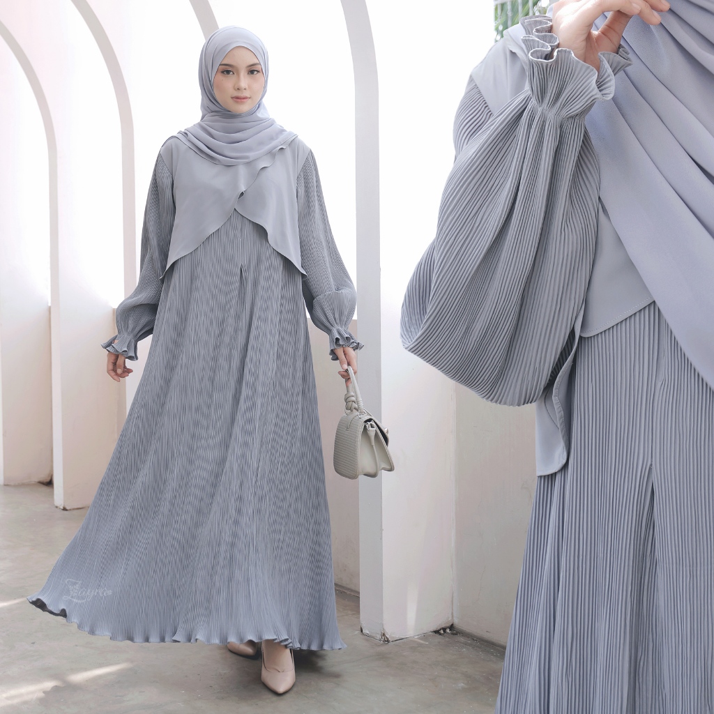 Jual ZAYRA HIJAB | AMORE | Dress Plisket Gamis Wanita / Ukhti Set Hijab ...