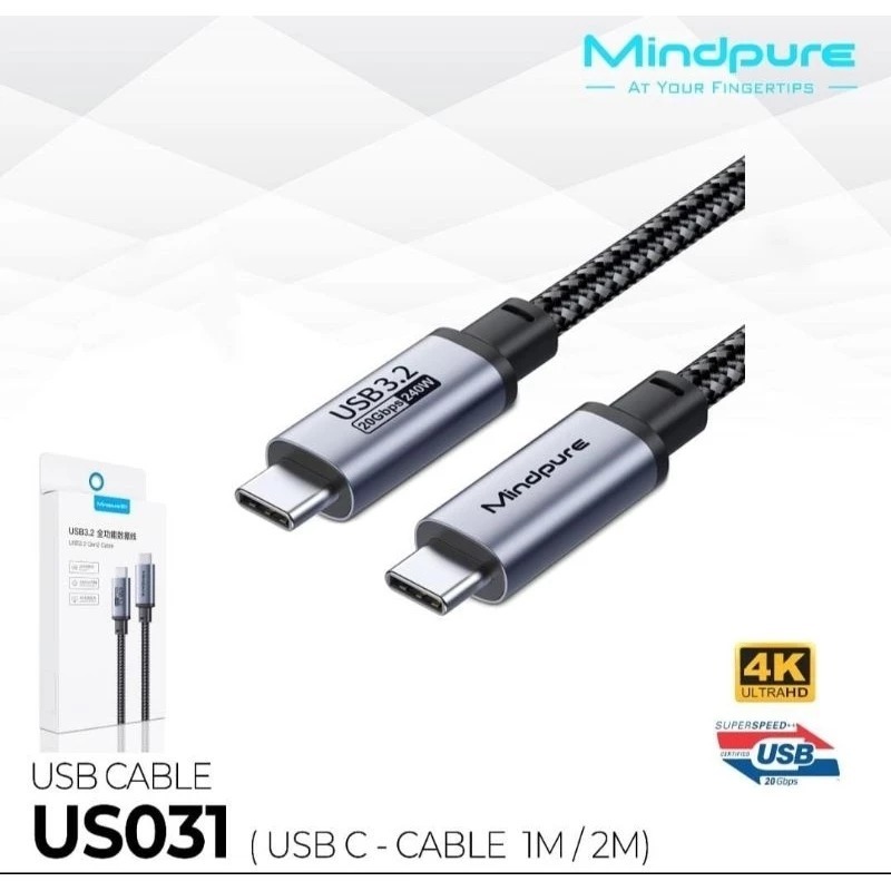 Jual Kabel Usb Type C To Type C Mindpure Us031 2meter 1meter / Kabel ...