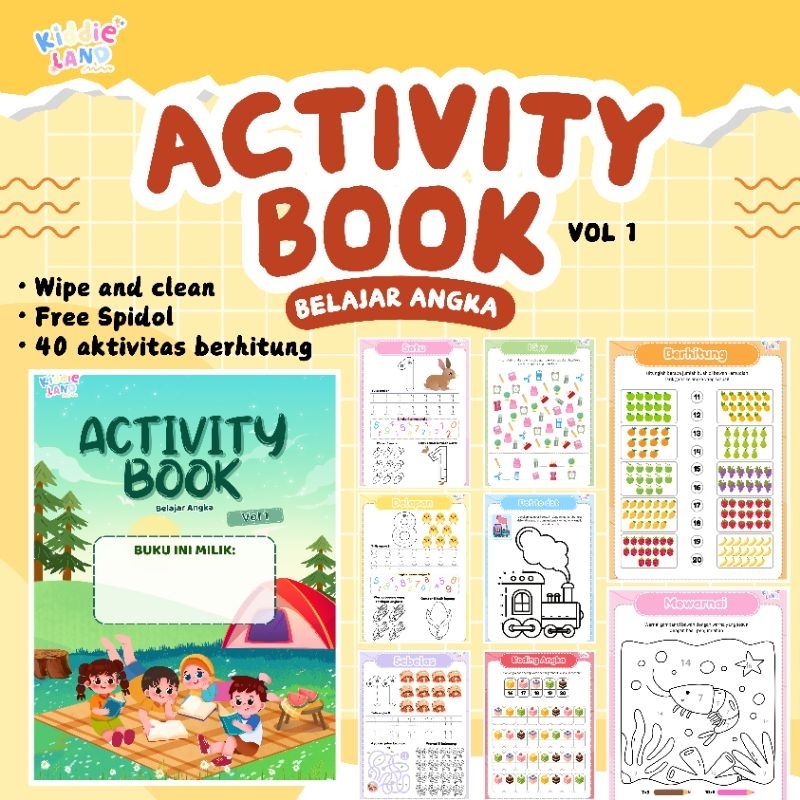 Jual KIDDIE LAND Activity Book Wipe and Clean worksheet edukasi anak ...