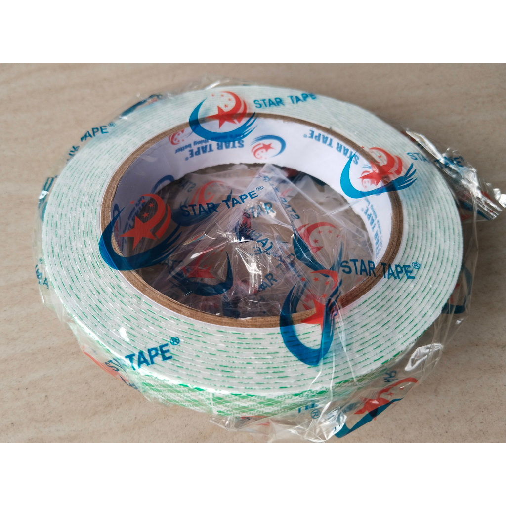 Jual Double Tape Foam Batik Hijau Putih 20mm x 4 Meter STAR TAPE ...