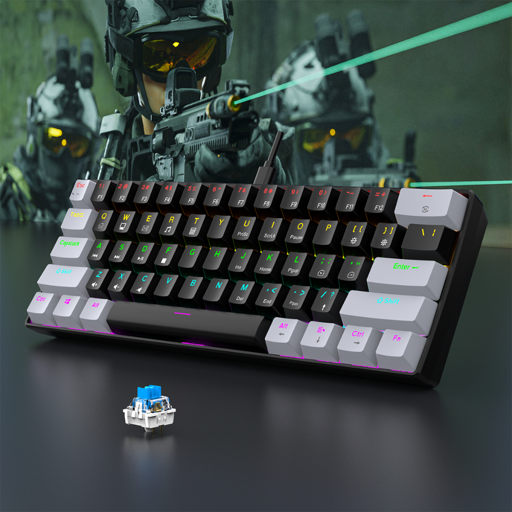 Jual Keyboard Gaming Mekanikal Kabel RGB Design Light 61 Key Compact ...