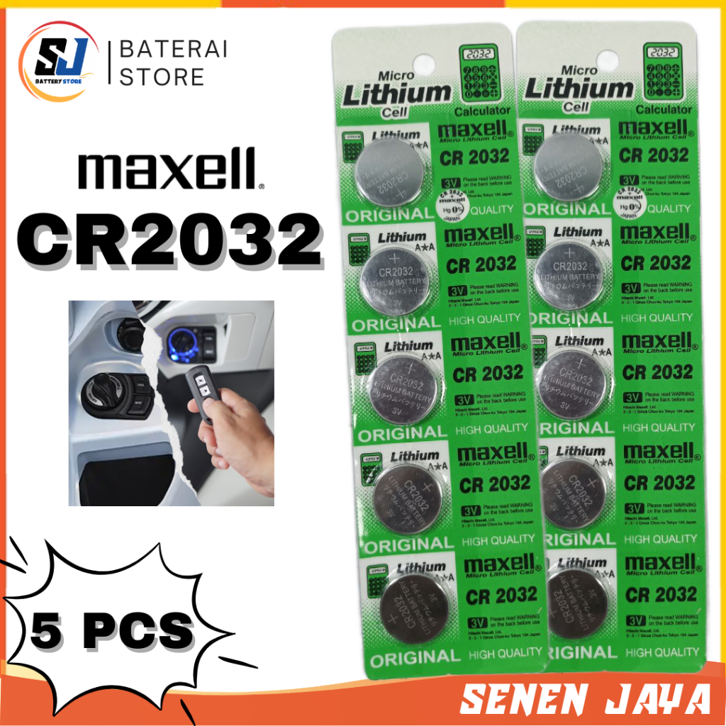 Jual 5 PCS CR2032 Murah 3V Lithium Button Cell Battery Maxell CR2032 ...