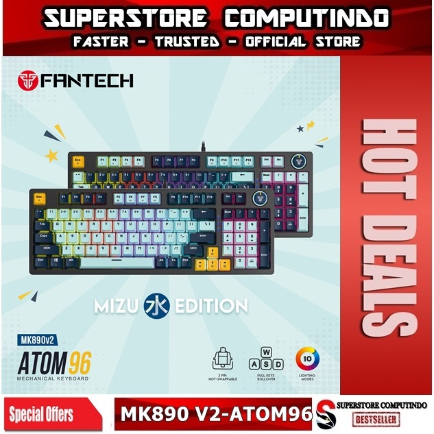Jual Fantech ATOM96 MK890 V2 Wired Mechanical Gaming Keyboard Mizu Edition | Shopee Indonesia
