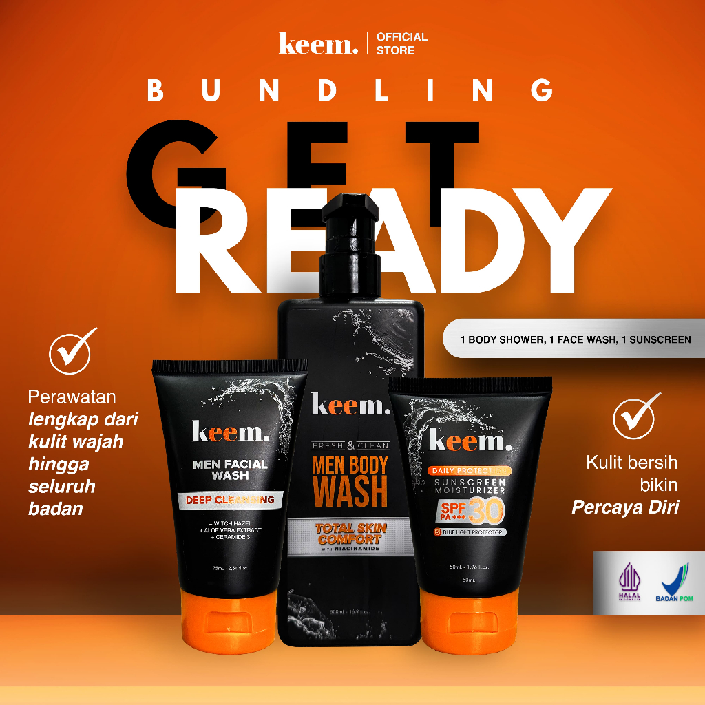 Jual KEEM Paket Get Ready Facial Wash, Body wash, Sunscreen | Shopee ...