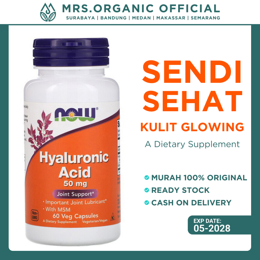 Jual Vitamin Now Food Hyaluronic Acid 50 mg 60 Veg Capsules - Sendi ...