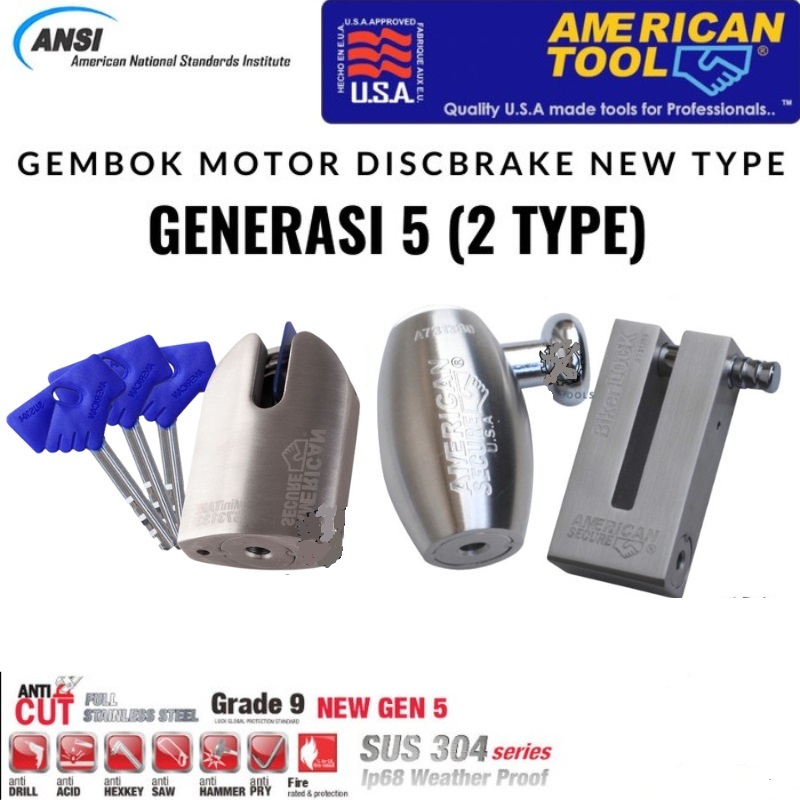 Jual Gembok Cakram Motor Gembok Disc Brake Gembok Motor AMERICAN SECURE ...