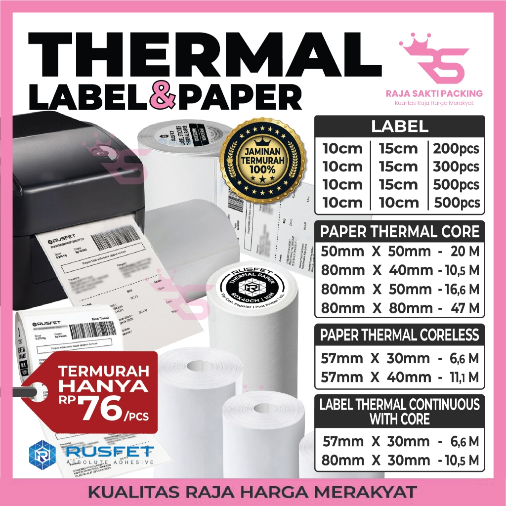 Jual Label Thermal Resi Barcode Stiker Paper Thermal Label Resi Struk ...