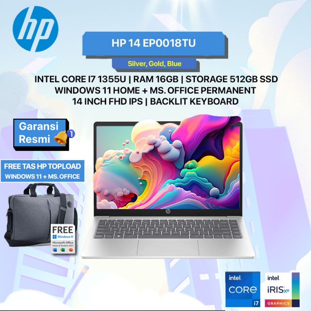 Jual LAPTOP HP 14 INTEL CORE I7 1355 U IRIS XE RAM 16GB SSD 512GB W11 ...