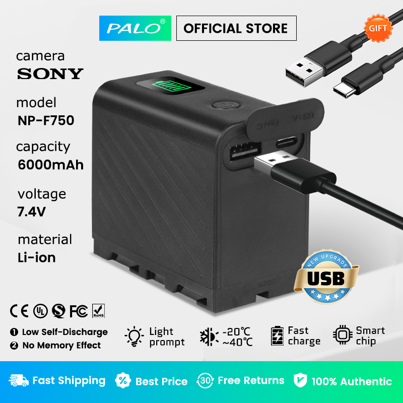 Jual PALO USB Baterai 6000mAh NP-F960 NP-F970 NP-F980 NP-F750 NP-F550 Type-C Fast Charging ...