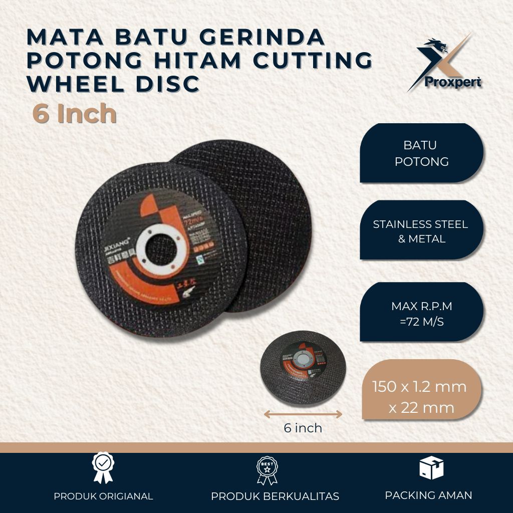 Jual ProXpert Mata Batu Gerinda Potong 6 Inch Hitam Cutting Wheel Besi ...