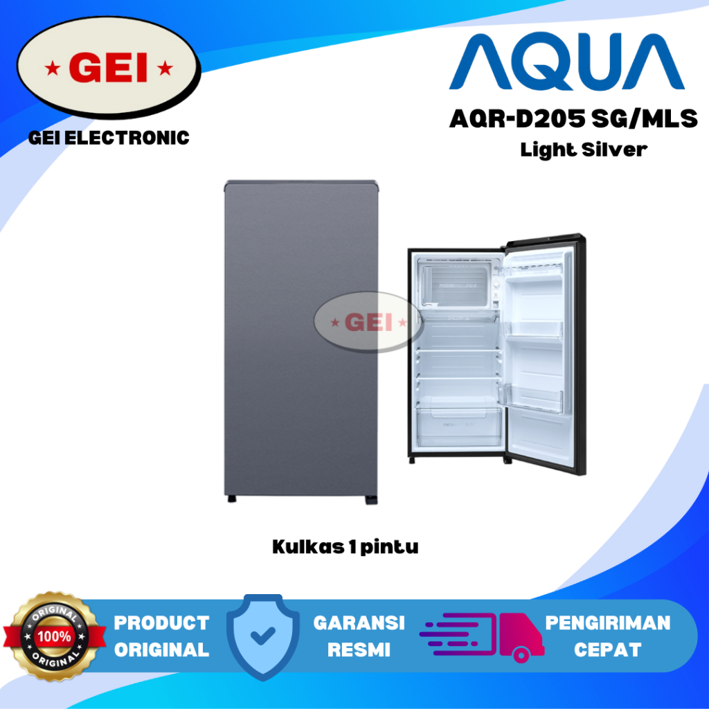 Jual AQUA AQR-D205 MLS KULKAS 1 PINTU 165 L AQR-D 205 MLS MDS | Shopee ...