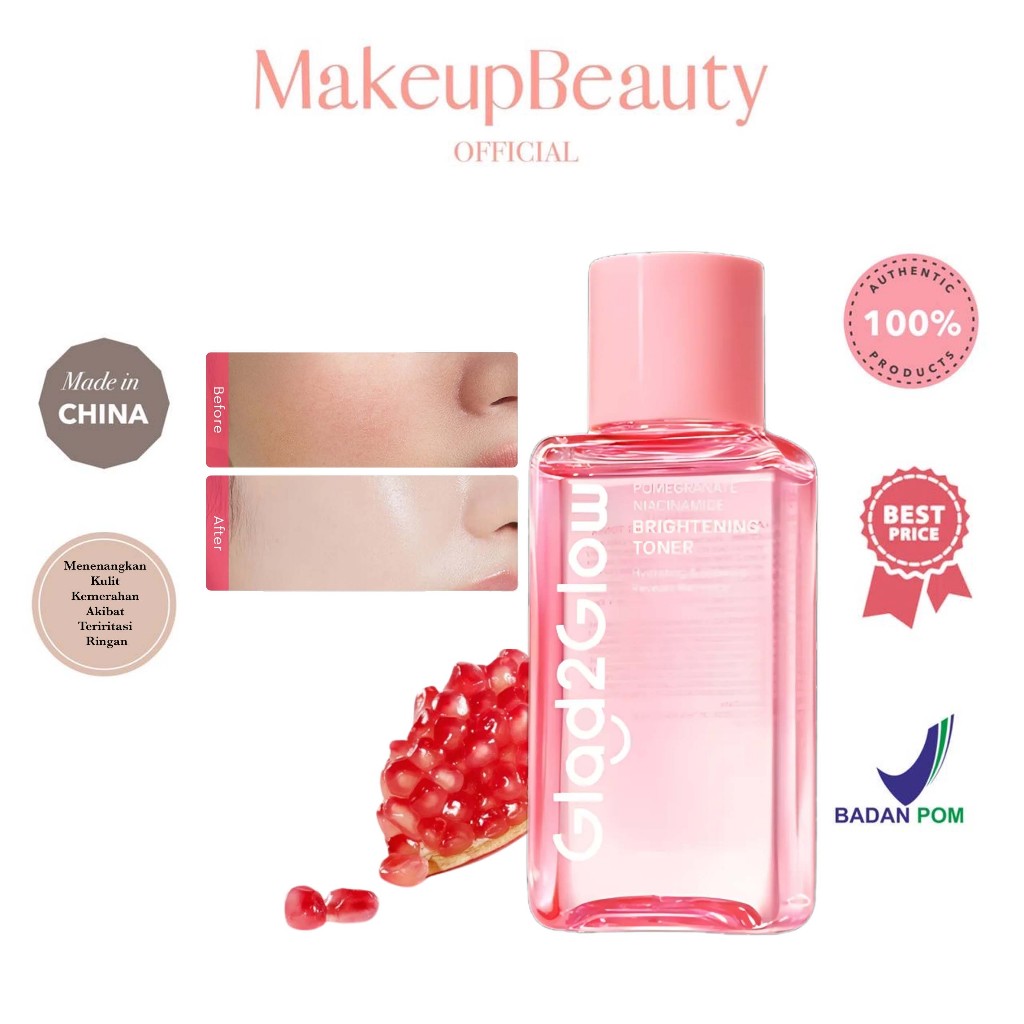 Jual GLAD2GLOW Pomegranate Niacinamide Brightening Toner 80ml | Shopee ...