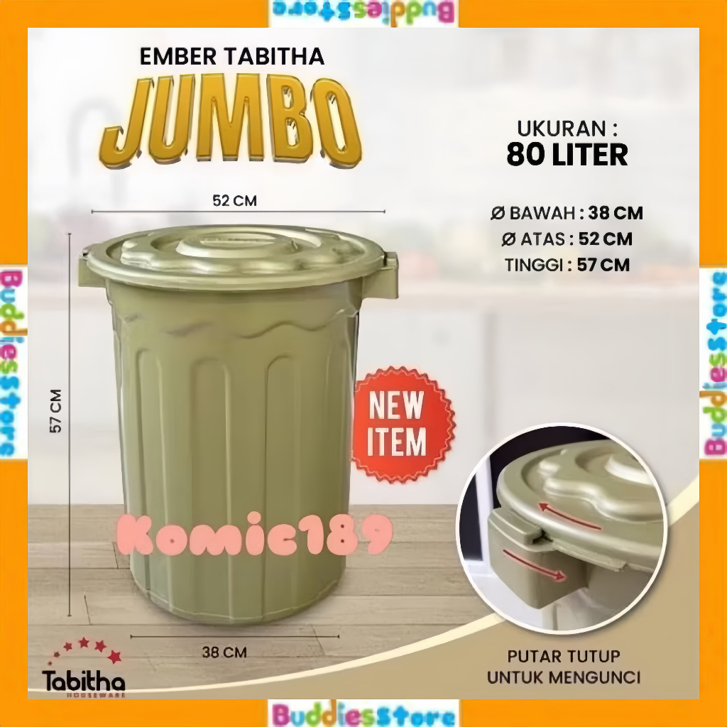 Jual [COD] EMBER JUMBO PLASTIK 80LITER + TUTUP / EMBER JUMBO UKURAN 80L ...