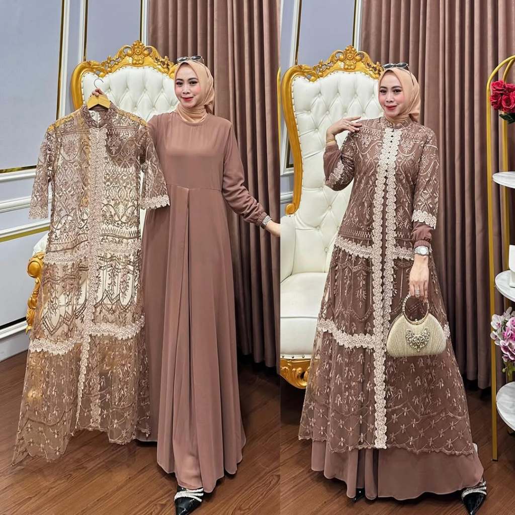 Jual GAMIS + VEST 2IN1 TILE BROKAT RENDA PREMIUM SERIES RAYA READY SIAP ...