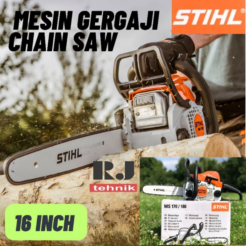 Jual STIHL Mesin Gergaji Potong Kayu Pohon Chain Saw 16" inch MS 180 Mesin Senso Mini | Shopee ...