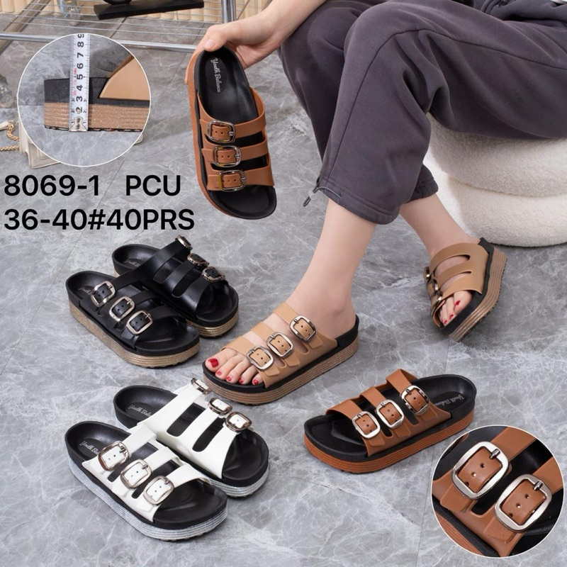 Jual C Sandal Wanita 8069-1 Selop Garis tiga Fashion Rubber/ Karet Import | Shopee Indonesia