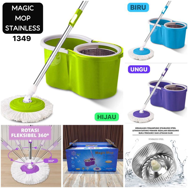 Jual Alat Pel Spin Mop Putar Otomatis/Pel Mop Putaran Stainless/Rotari ...