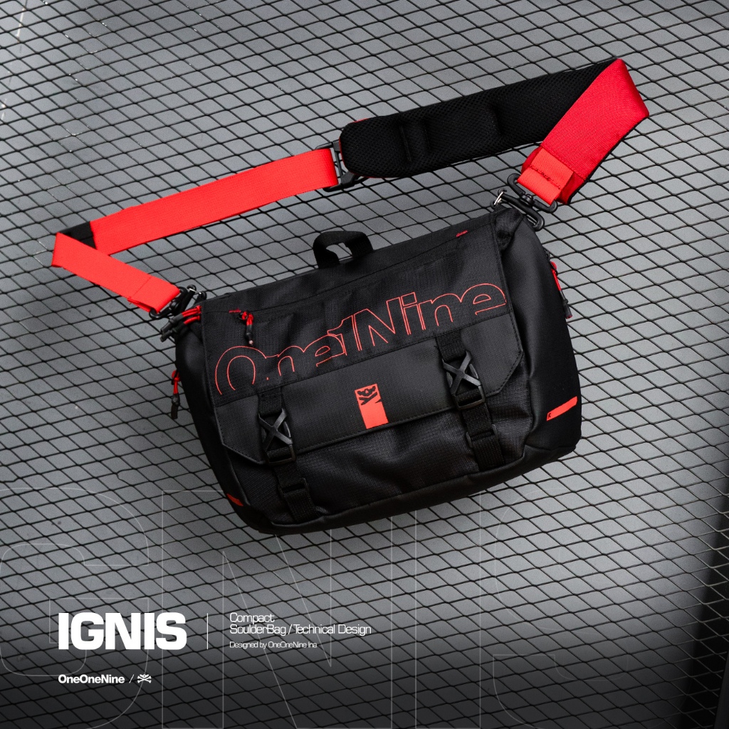 Jual Oneonenine Ksr - Ignis Sholuder Bag Black Red - Tas selempang ...