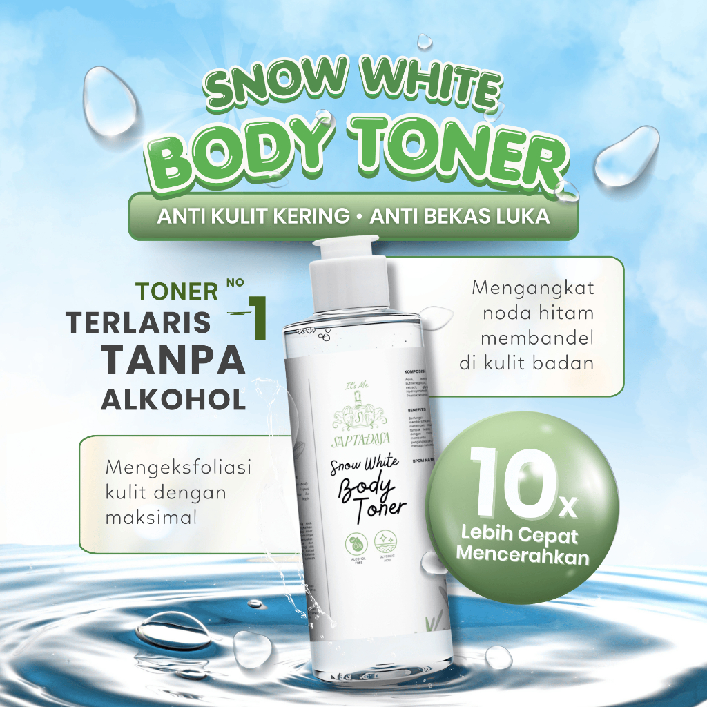 Jual TONER BADAN AHA SNOW WHITE STRONG DOSIS PLUS BY SAPTADASA | Shopee ...
