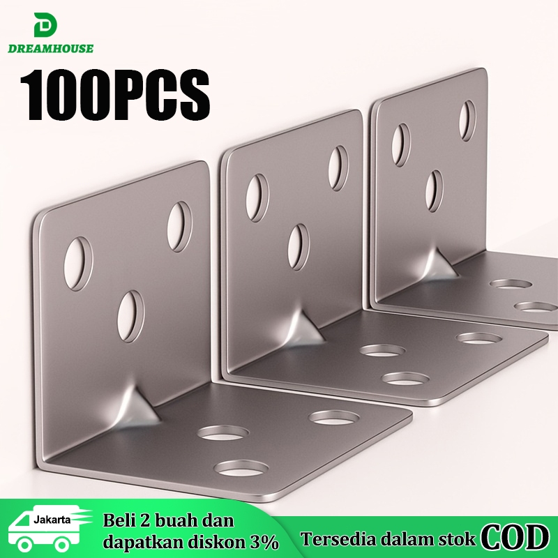 Jual 100pcs Bracket Siku/Siku Rak Verseng/Plat Siku Ambalan L/Siku L ...