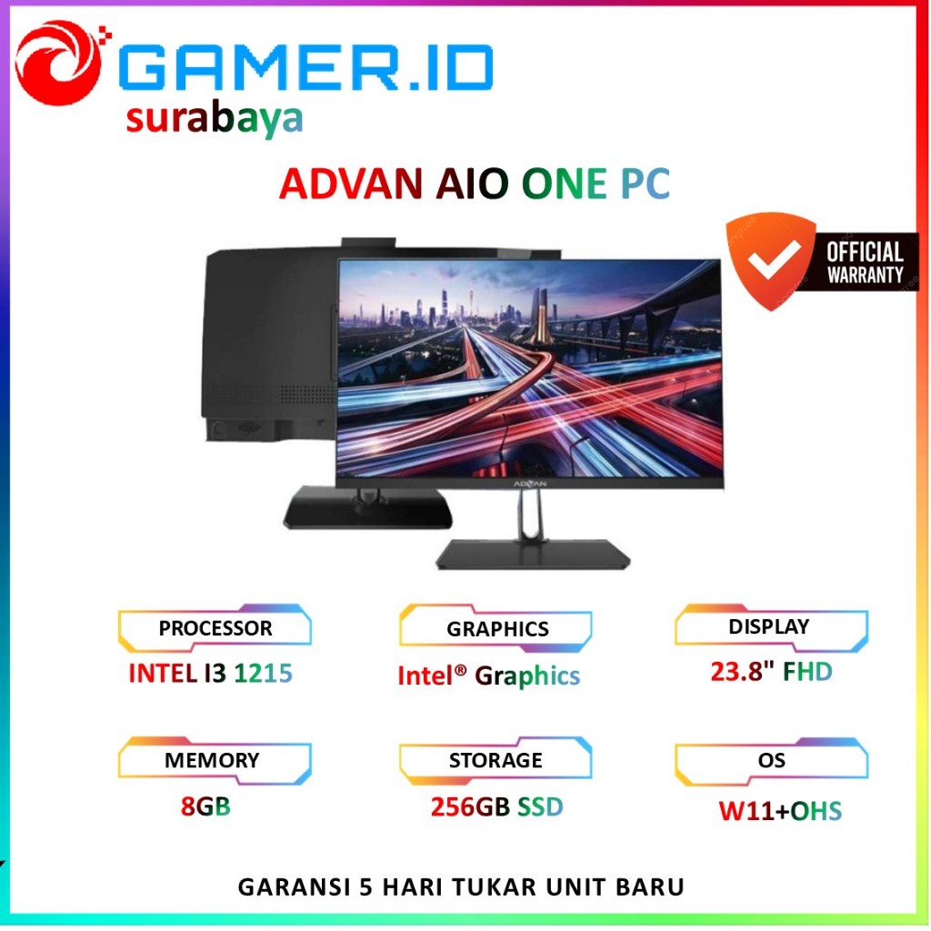 Jual ADVAN AIO ONE PC I3 1215 8GB 256GB W11 23.8FHD | Shopee Indonesia