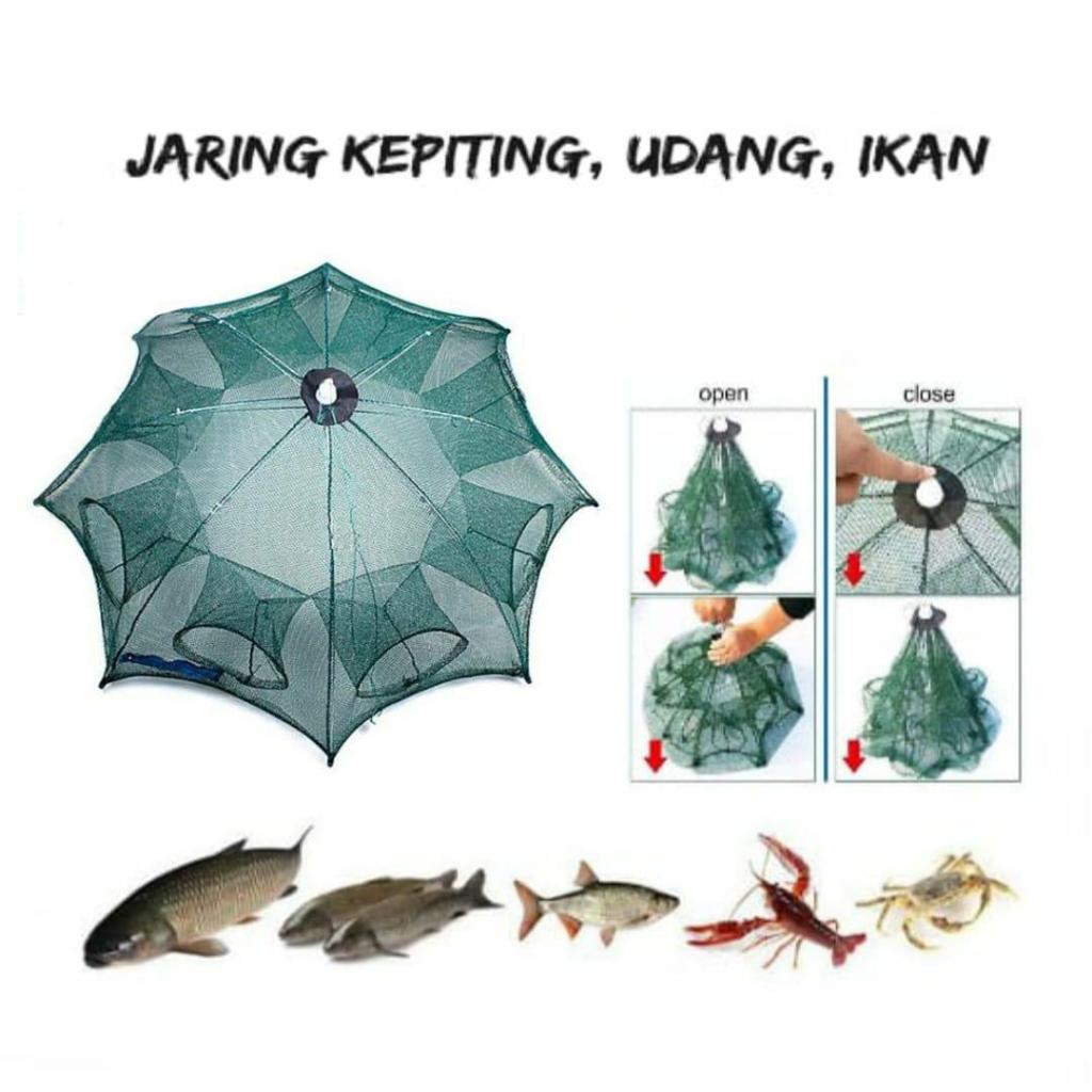 Jual Perangkap Ikan Bubu Payung 4 & 6 Lubang /Jala Pancing Semua Biota Kecil Laut, Danau, dan ...