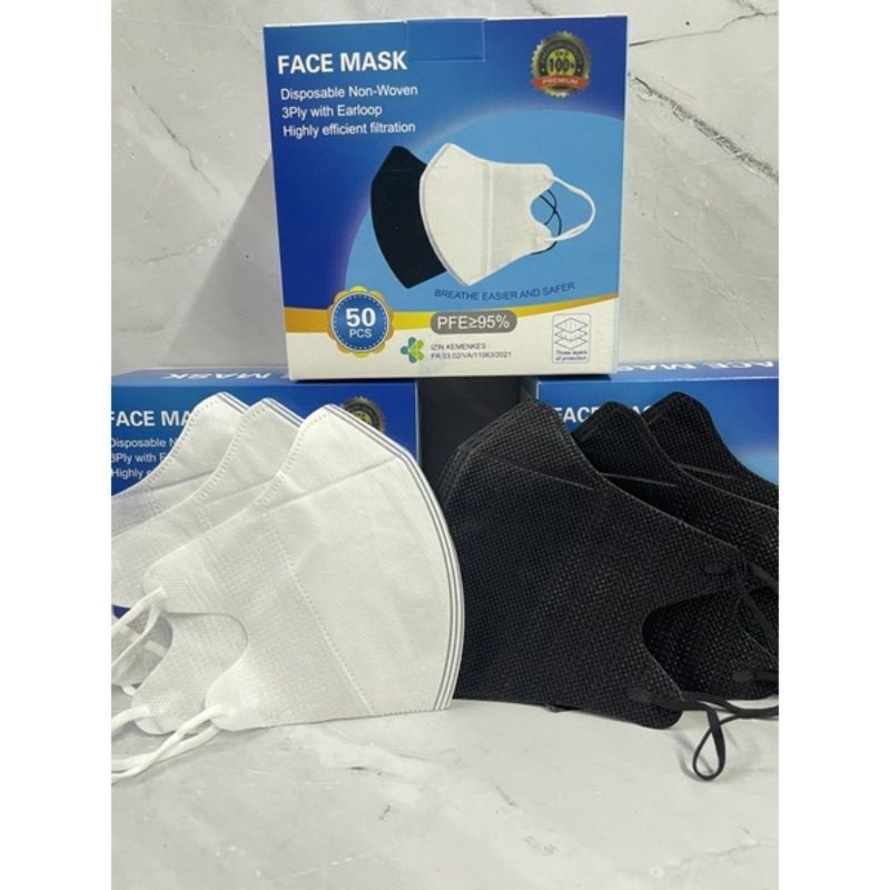 Jual MASKER DUCKBILL FACEMASK ISI 50 PCS NON BOX HITAM PUTIH | Shopee ...