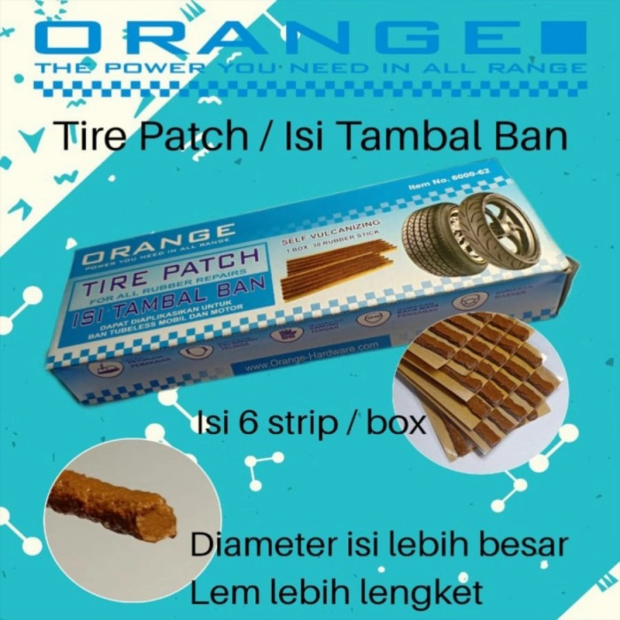 Jual Isi Tambal Ban Tubless 30 pcs / Lem Tambal Cacing Karet 6 Strip ...