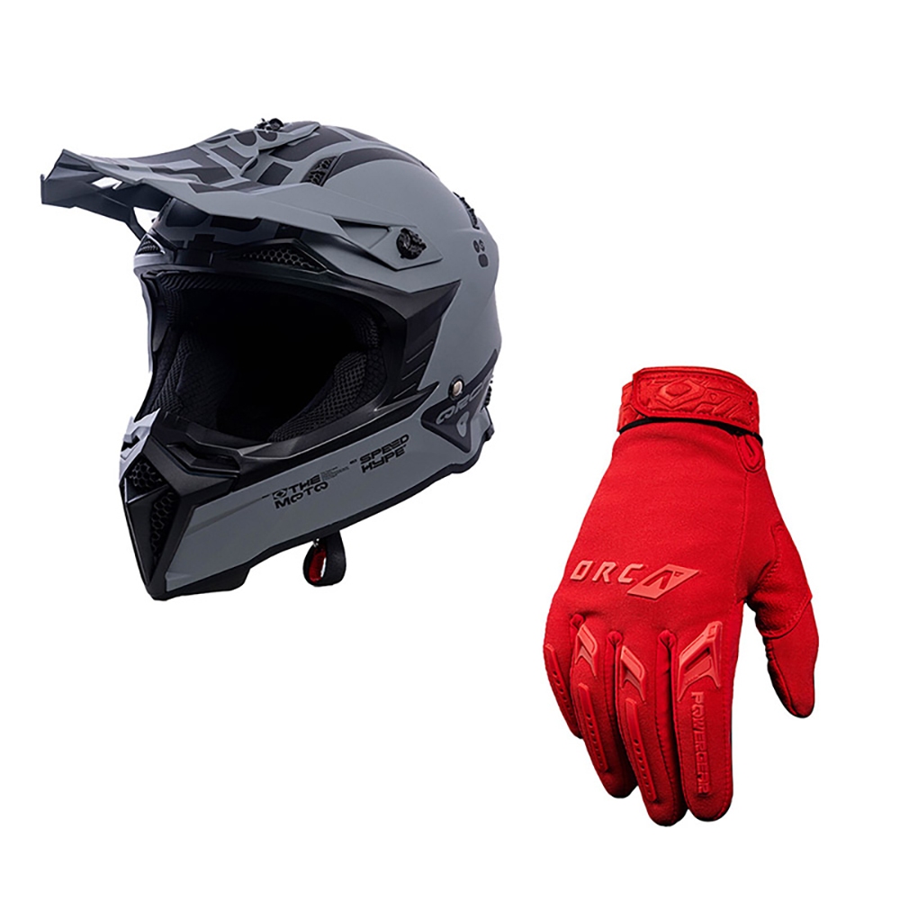Jual Orca Powergear - Bundling Helm Theta Grey + X-Road Red | Shopee ...