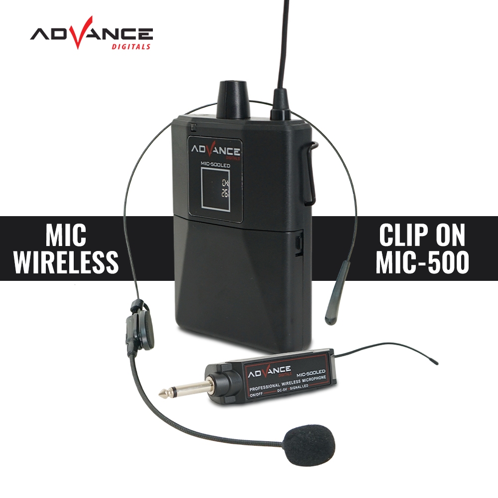 Jual Advance MIC-500 Mic Clip On Bando Wireless Microphone Receiver LED ...