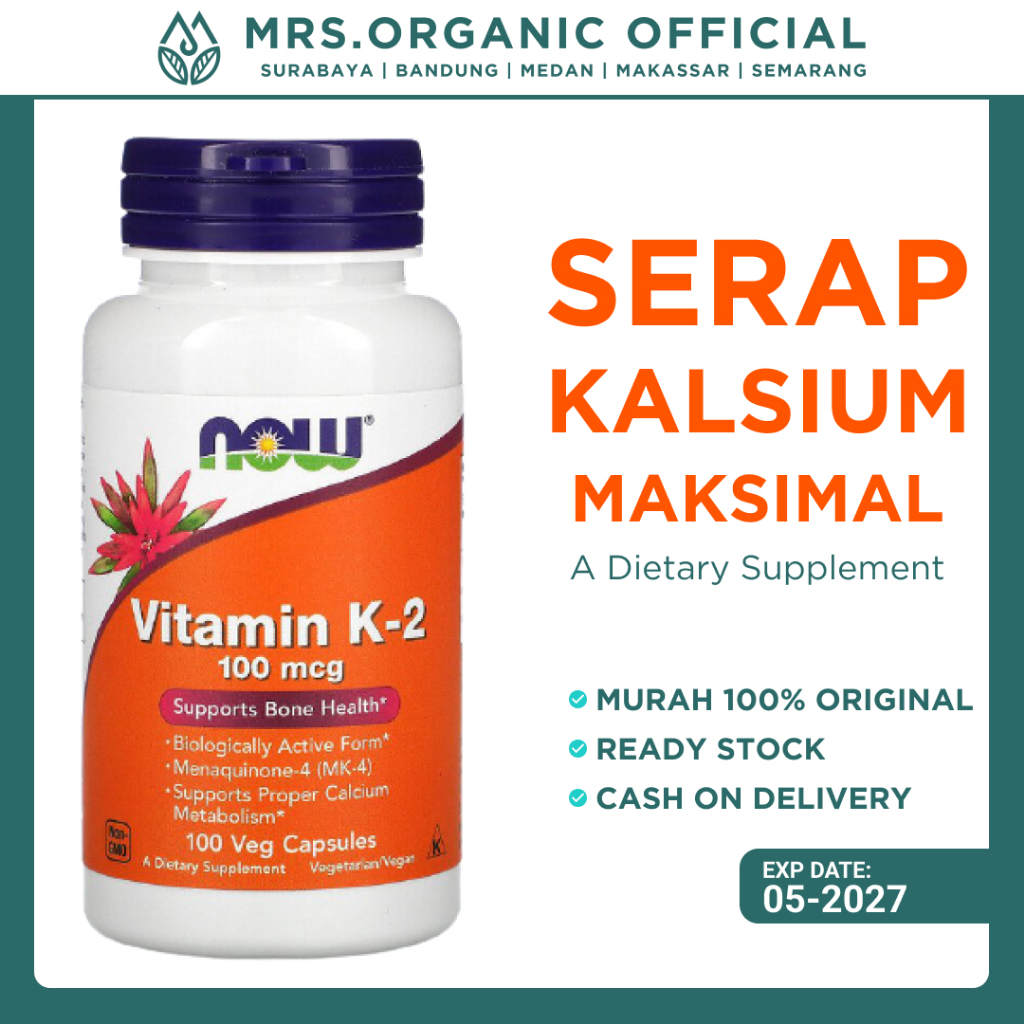 Jual NOW Vitamin K2 K-2 100 mcg Isi 100 Vcaps - Suplemen Premium untuk ...